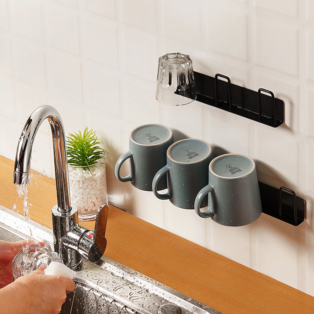 [READY STOCK] Wall Cup Holder Laundry Drying Rack No Punching Mounted ...