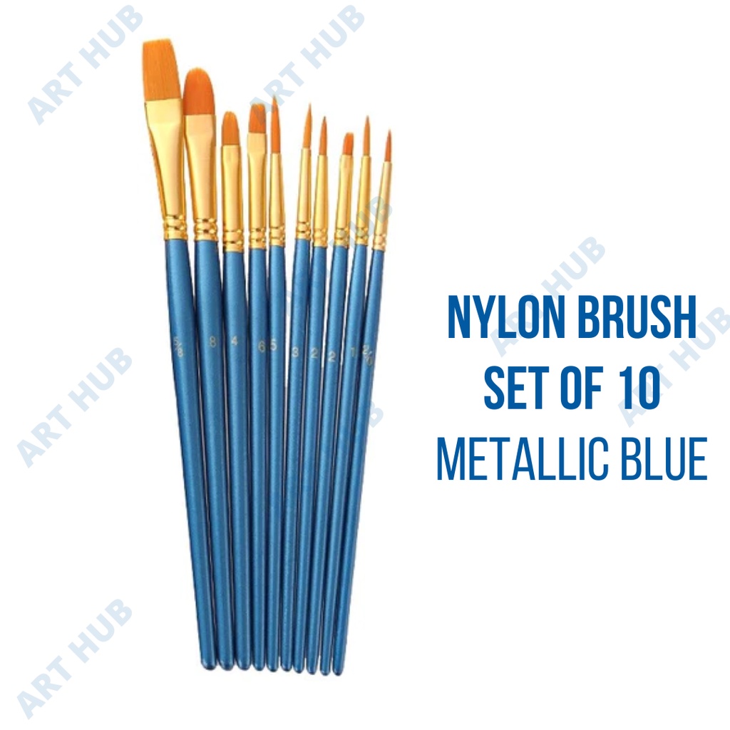 Nylon Paint Brushes Set Of 10 Fine Tip Acrylic Color Brush Various ...