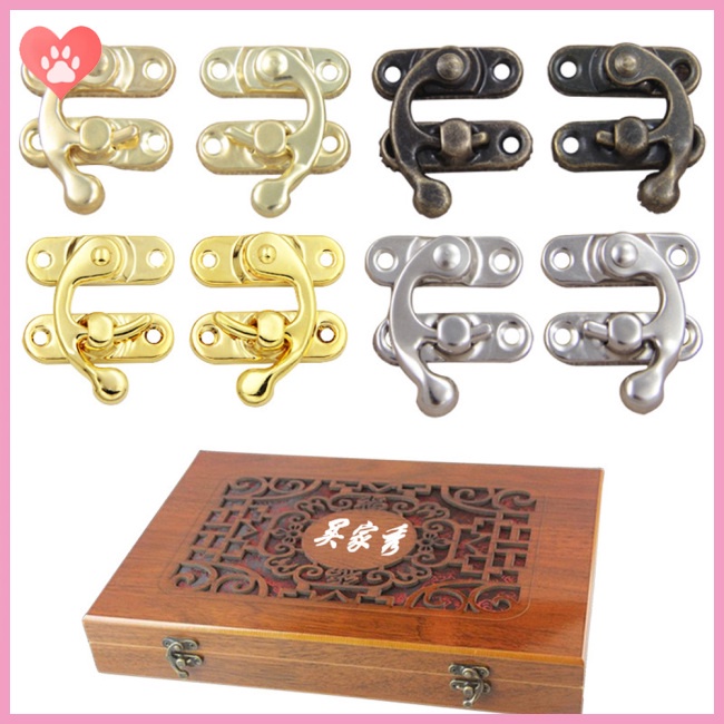 Amostlycute 10pcs/set Small Antique Metal Lock Catch Curved Buckle Horn ...