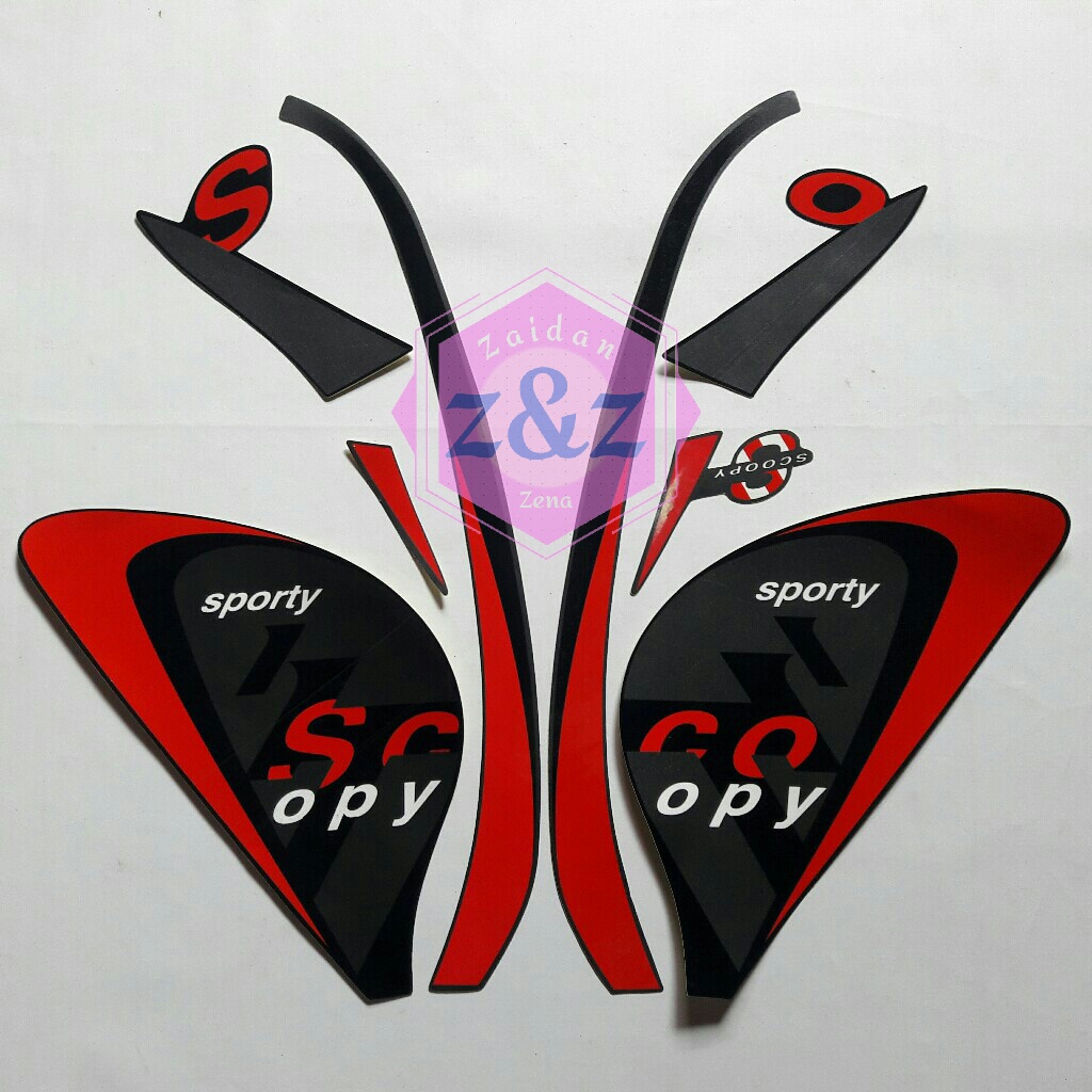 HONDA SCOOPY SPORTY 202 FULL BLACK MOTORCYCLE BODY STRIPING STICKER ...