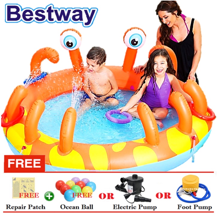 53058 Inflatable Swimming Pool Kid Crab Playground Water Sprayer PVC ...