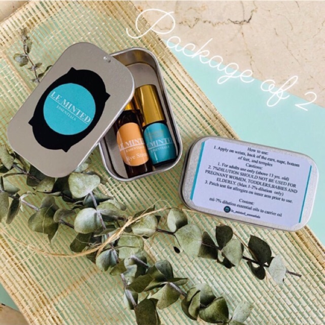 Package B - 2 Essential Oils Roller Blends or inhalers in tin can ...