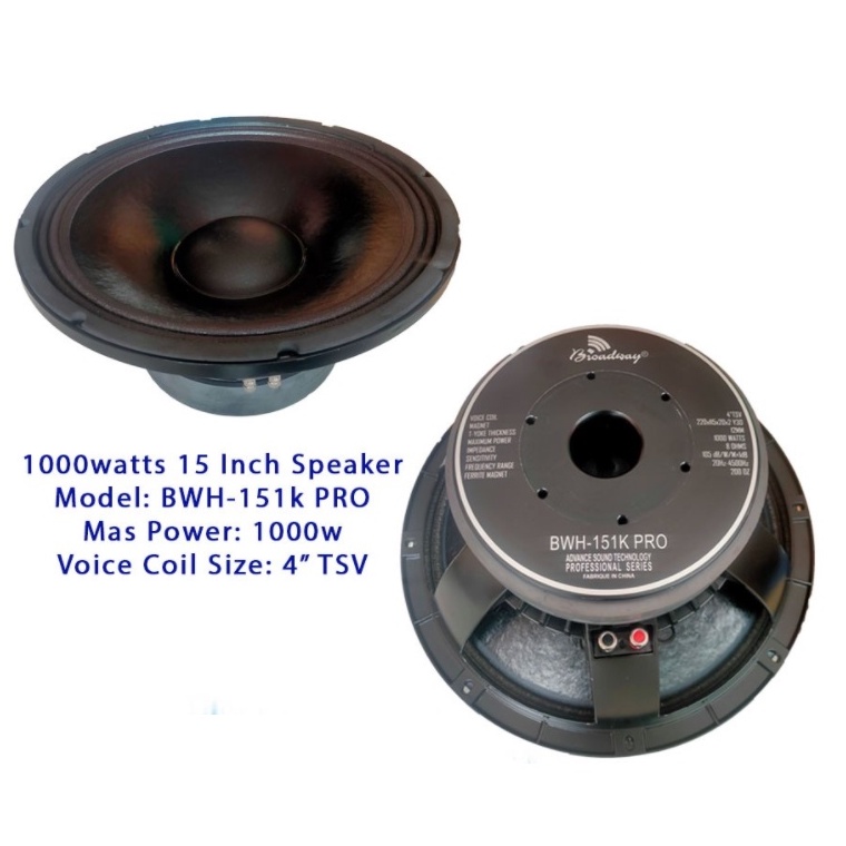 1000watts 15 Inches Speaker Broadway BWH-151K PRO Double Magnet ...