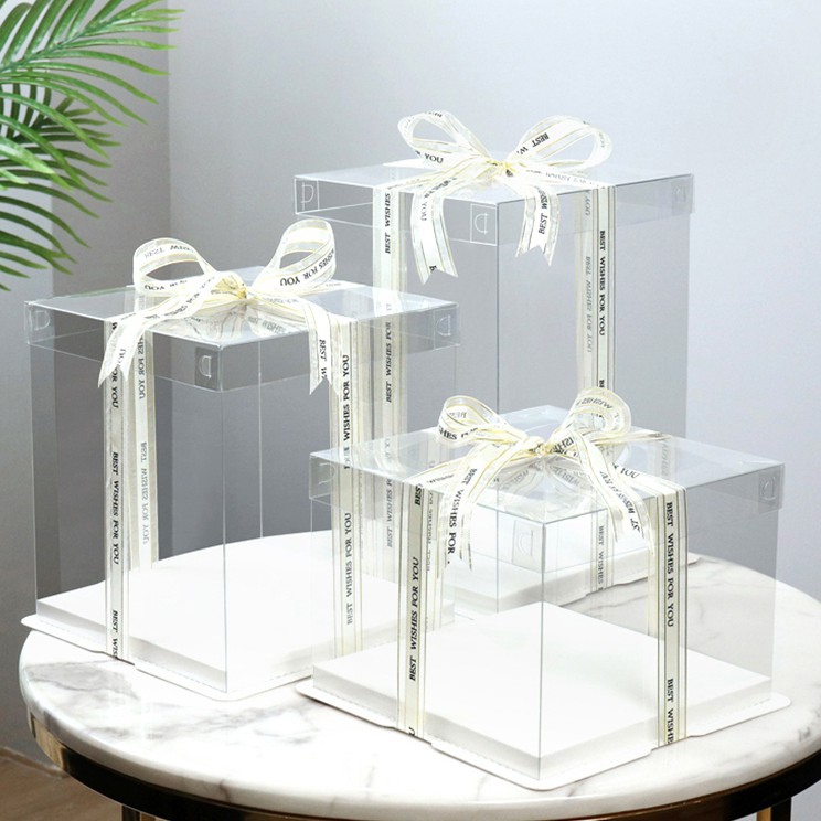 5pcs/set SQUARE | ROUND Transparent birthday cake box square clear cake ...