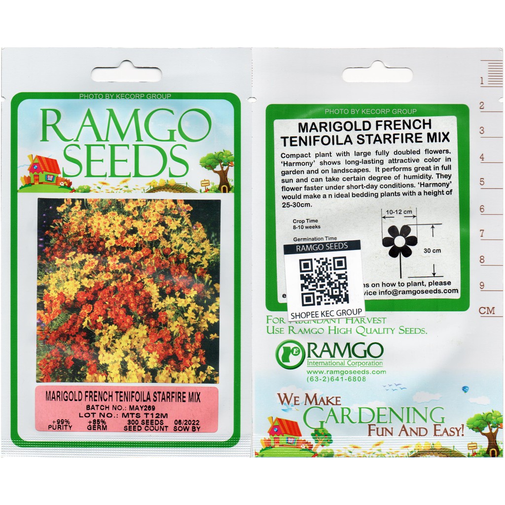 Ramgo RCF Seeds Marigold Flower Variety (ORIGINAL PACKAGING) GDSFPH_S4 ...