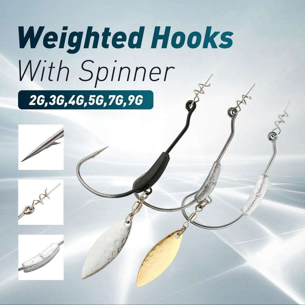 4pcs/pkt Crank Metal Spoon Hooks 2G 3G 4G 5G 7G 9G Weighted Hooks with ...
