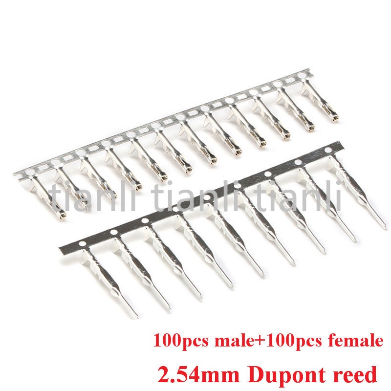 100pcs male + 100pcs Female 2.54mm Dupont reed Dupont Jumper Wire 2.54 ...