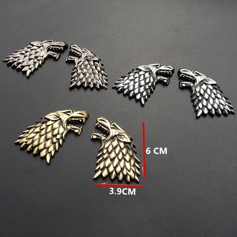 3d Metal Stark Family Wolf Head Emblem Badge Car Sticker | Shopee ...