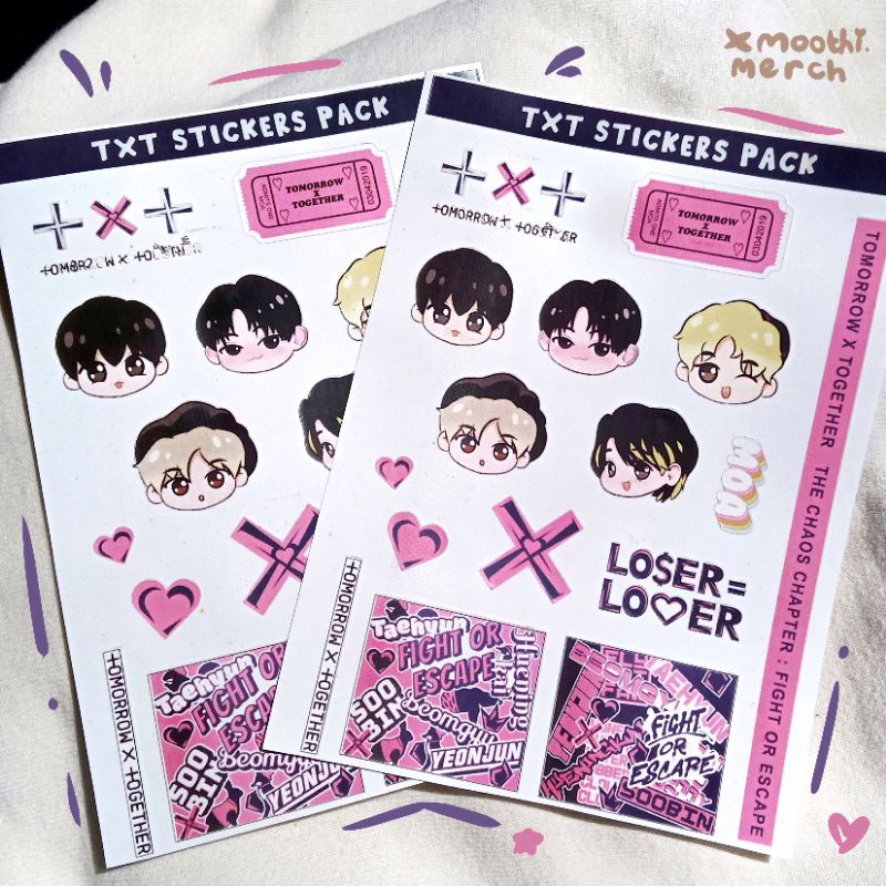 Txt FIGHT OR ESMEAPE DECO STICKER PACK - STICKER SET - FANART STICKER ...