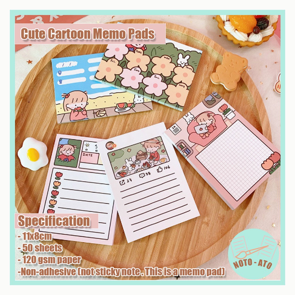 Cute Cartoon Girl Memo Pad 50 sheets | Shopee Philippines