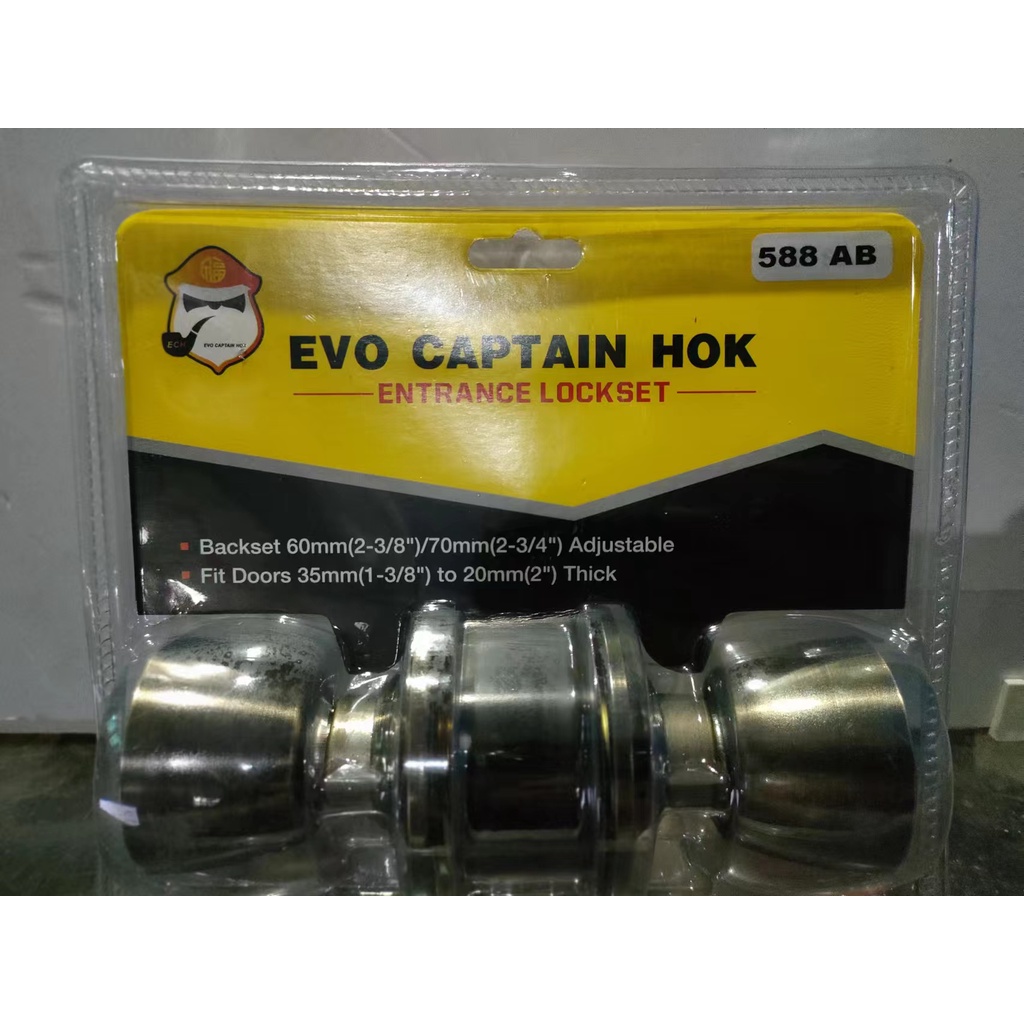 EVO CAPTAIN HOK Door knob 588 SS/AB ENTRANCE LOCKSET [with 3pcs Keys ...
