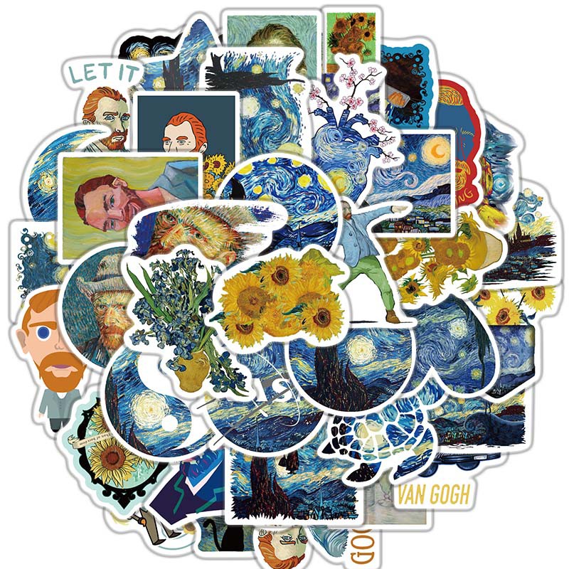 【Large Sticker】 40 Pcs Van Gogh Stickers Painting Art Sticker ...