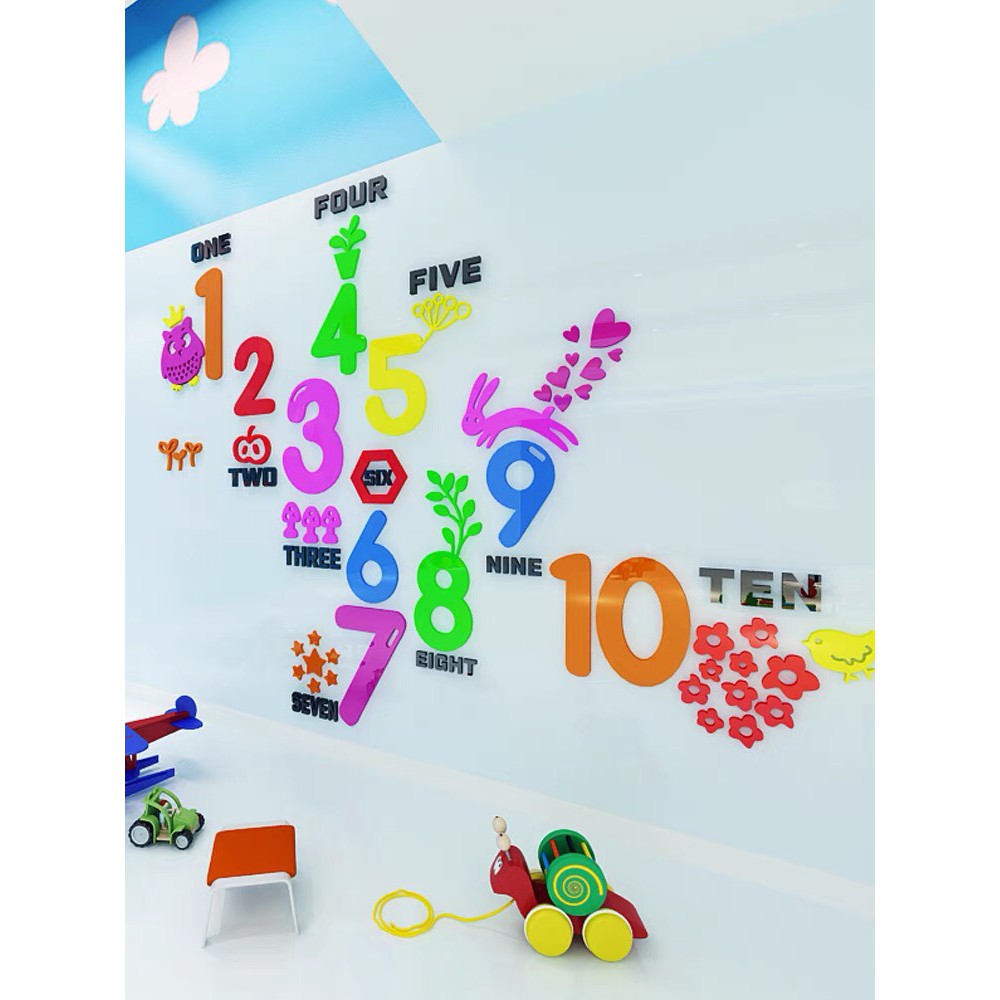 3d mica Wall Decal Color Chart For Children To Learn Numbers, Learn ...