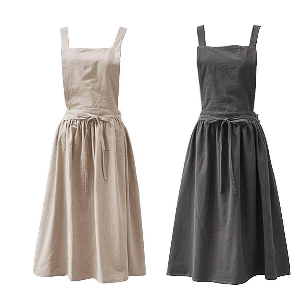 1pc Retro Women Cotton&Linen Apron Strap Pinafore Dress Restaurant ...