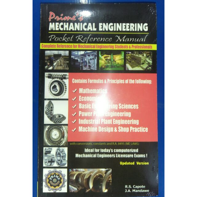 Prime's MECHANICAL ENGINEERING Pocket Reference Manual by Capote ...