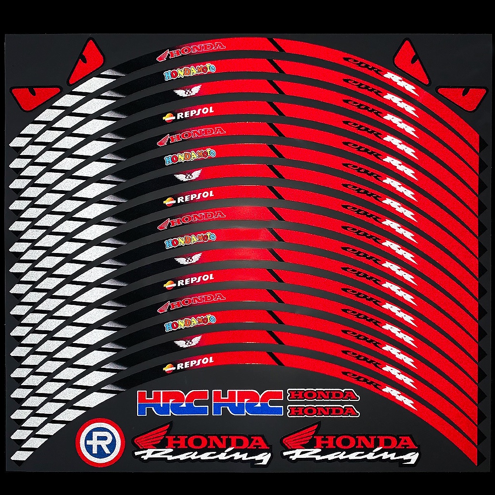 16PCS 17 inch Motorcycle Reflective Rim Wheel Decals Wheel hub Stickers ...