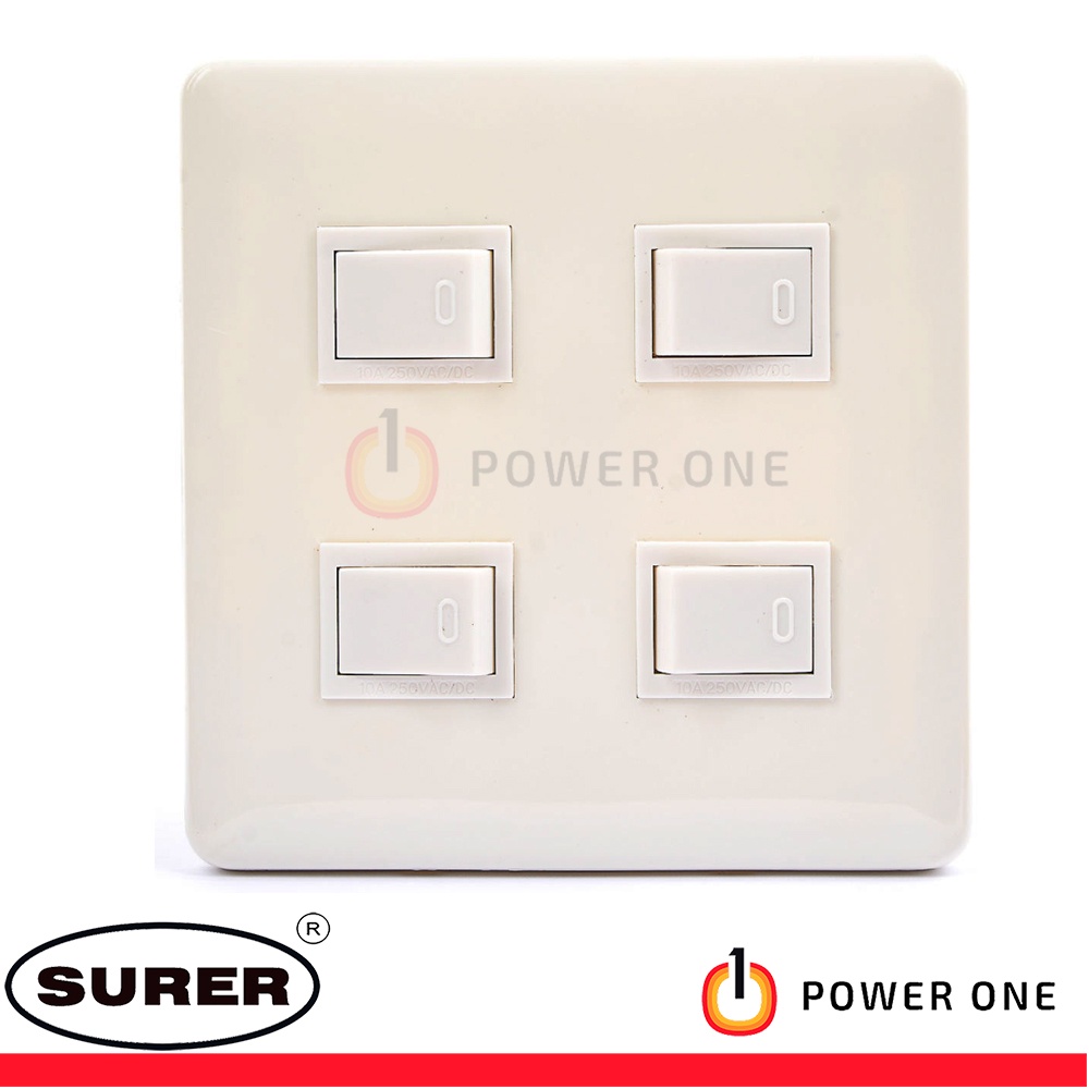 Surer 1364-B 4 Gang Single Pole Switch, Flush Type with FREE Utility ...