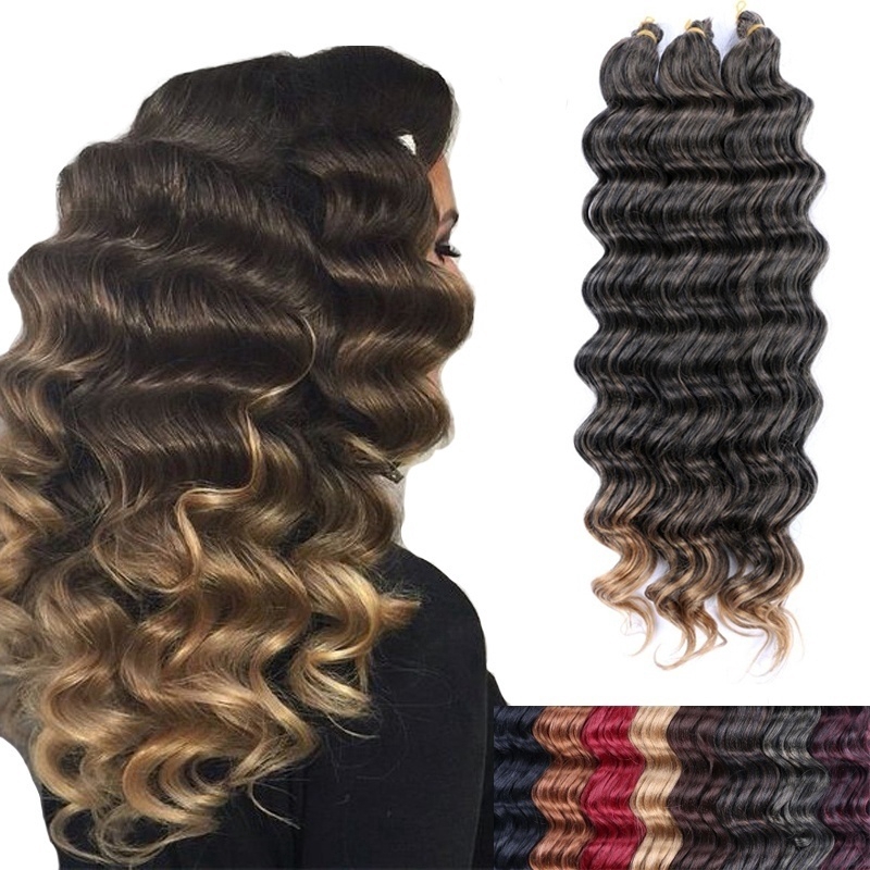 Kanekalon Fiber Deep Wave Synthetic Hair Extensions Twist Crochet Jumbo ...