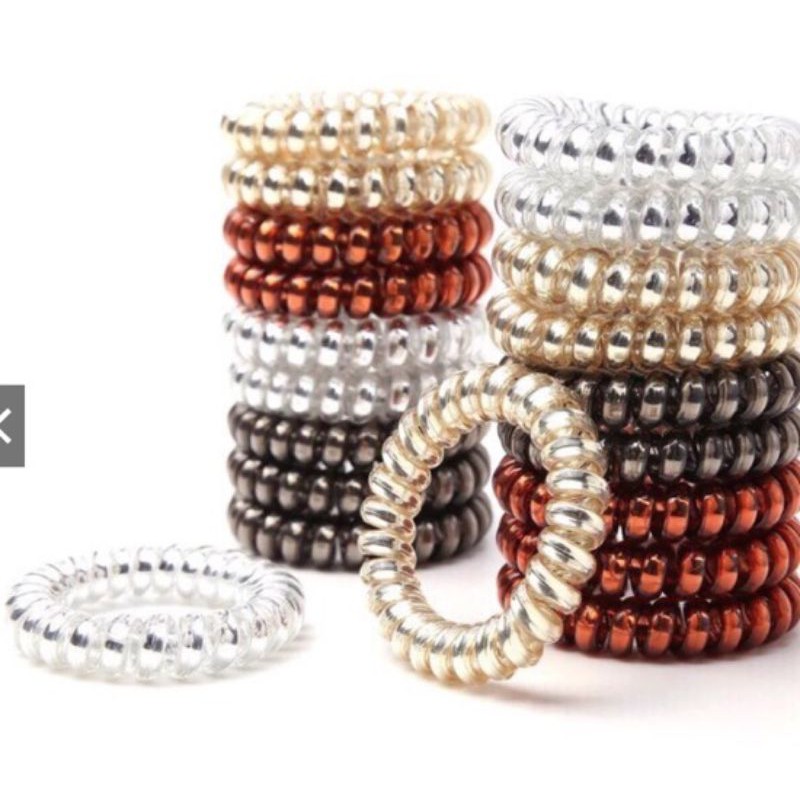 Korean Fashion Woman's Hair Tie Accessories Bright metal Telephone Wire ...