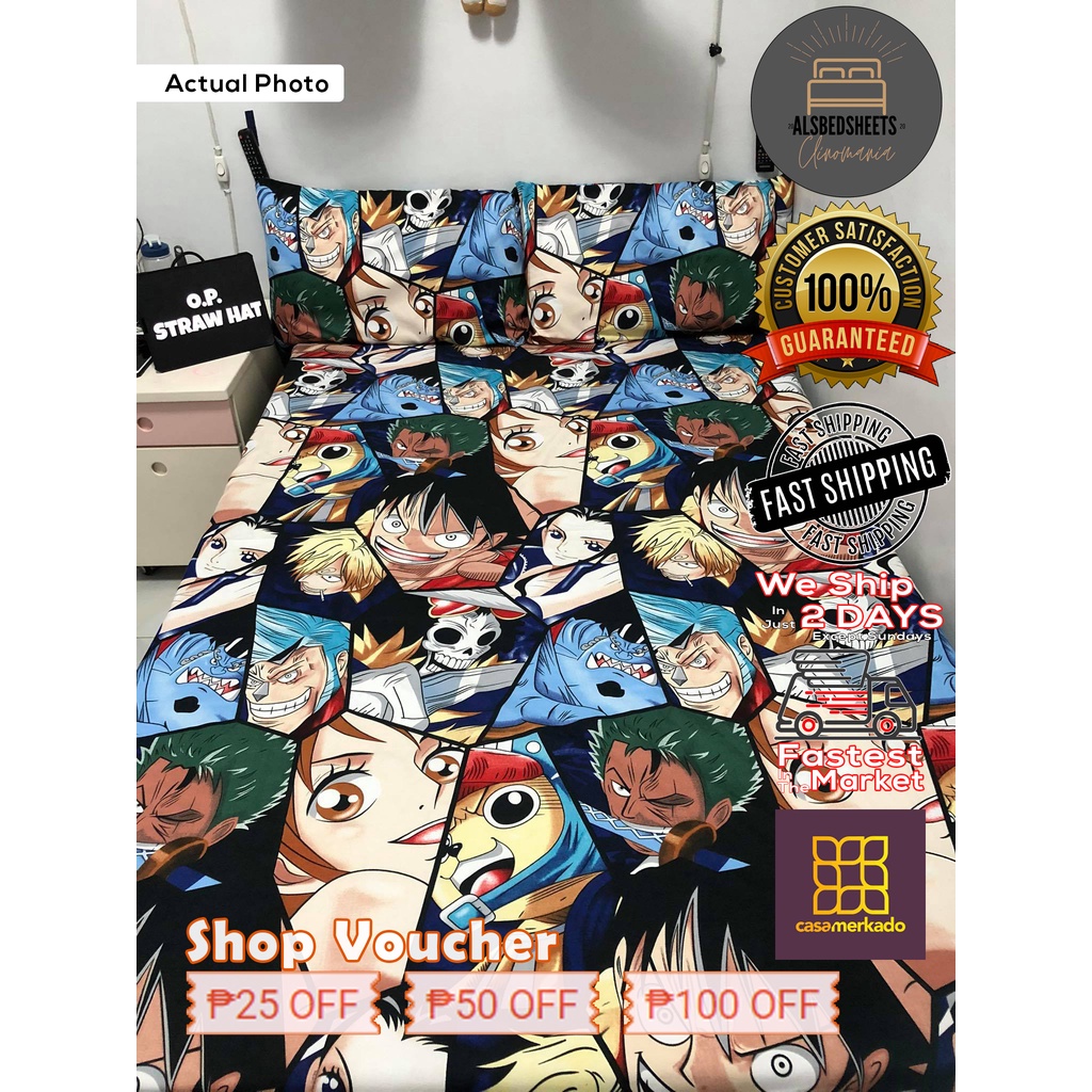 One Piece Straw Hat Full Garter Premium Canadian Cotton Bedsheets 3in1 ...