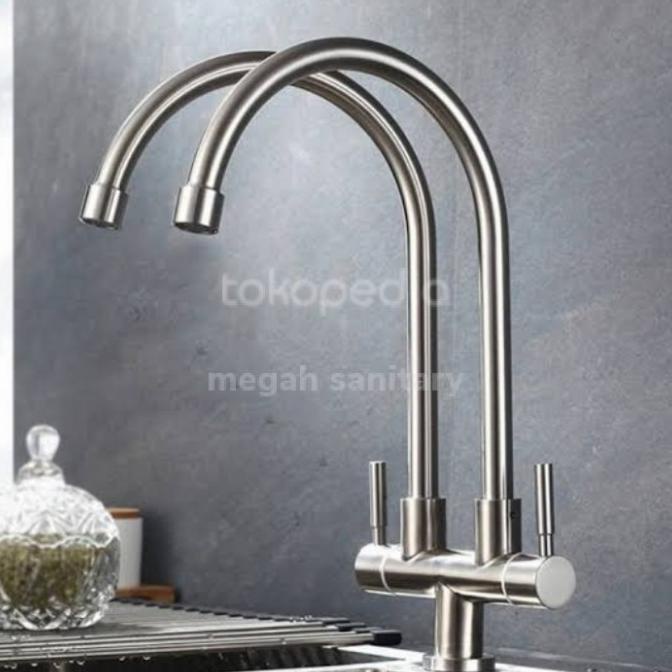 Kitchen sink Faucet Double Goose Pipe stainless steel sus304-25 Thick ...