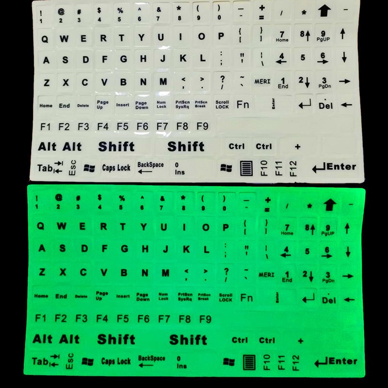 Luminous Keyboard Stickers Letter Protective Film Alphabet Layout For ...