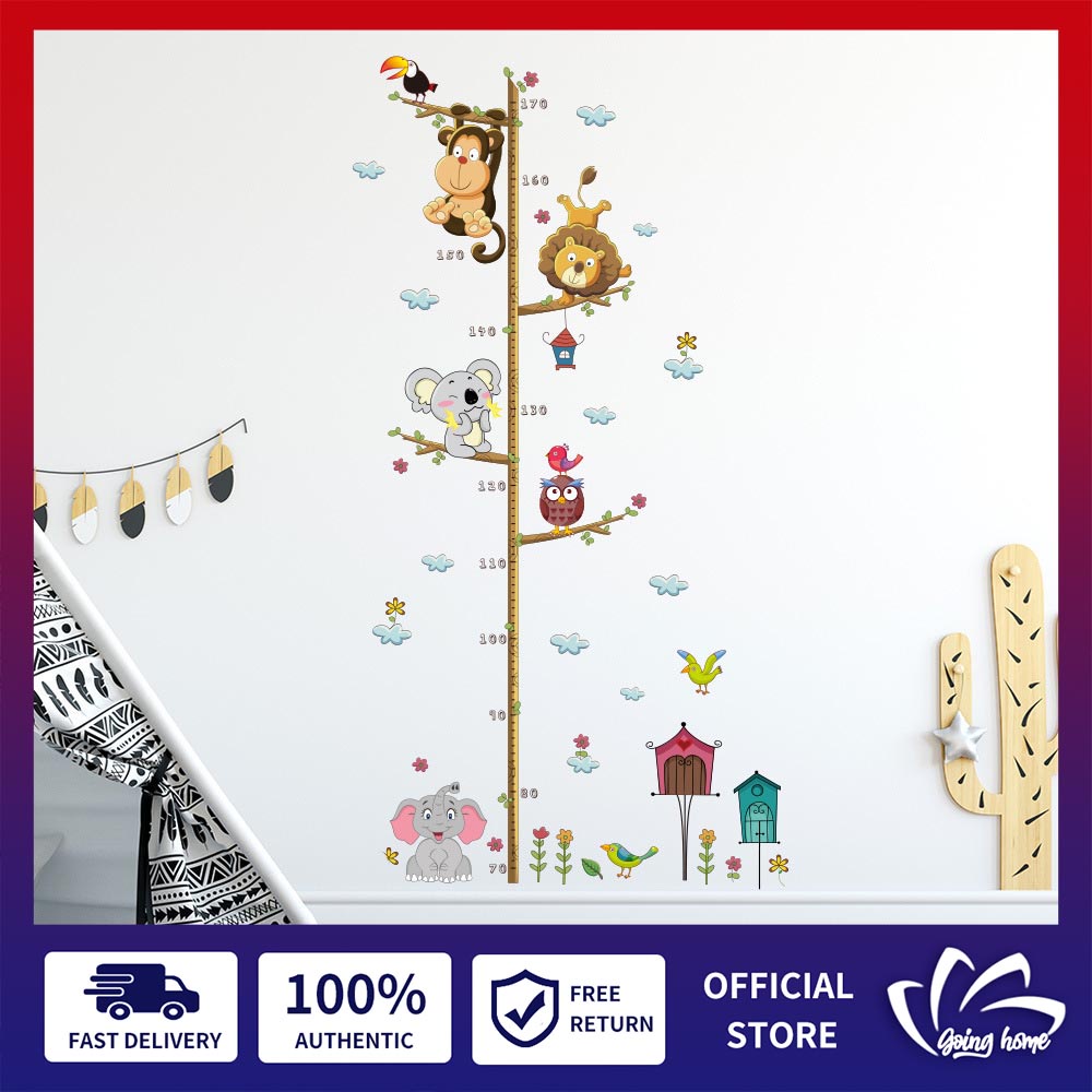 Height Measurement Wall Stickers Cartoon Animal Height Chart Wall ...