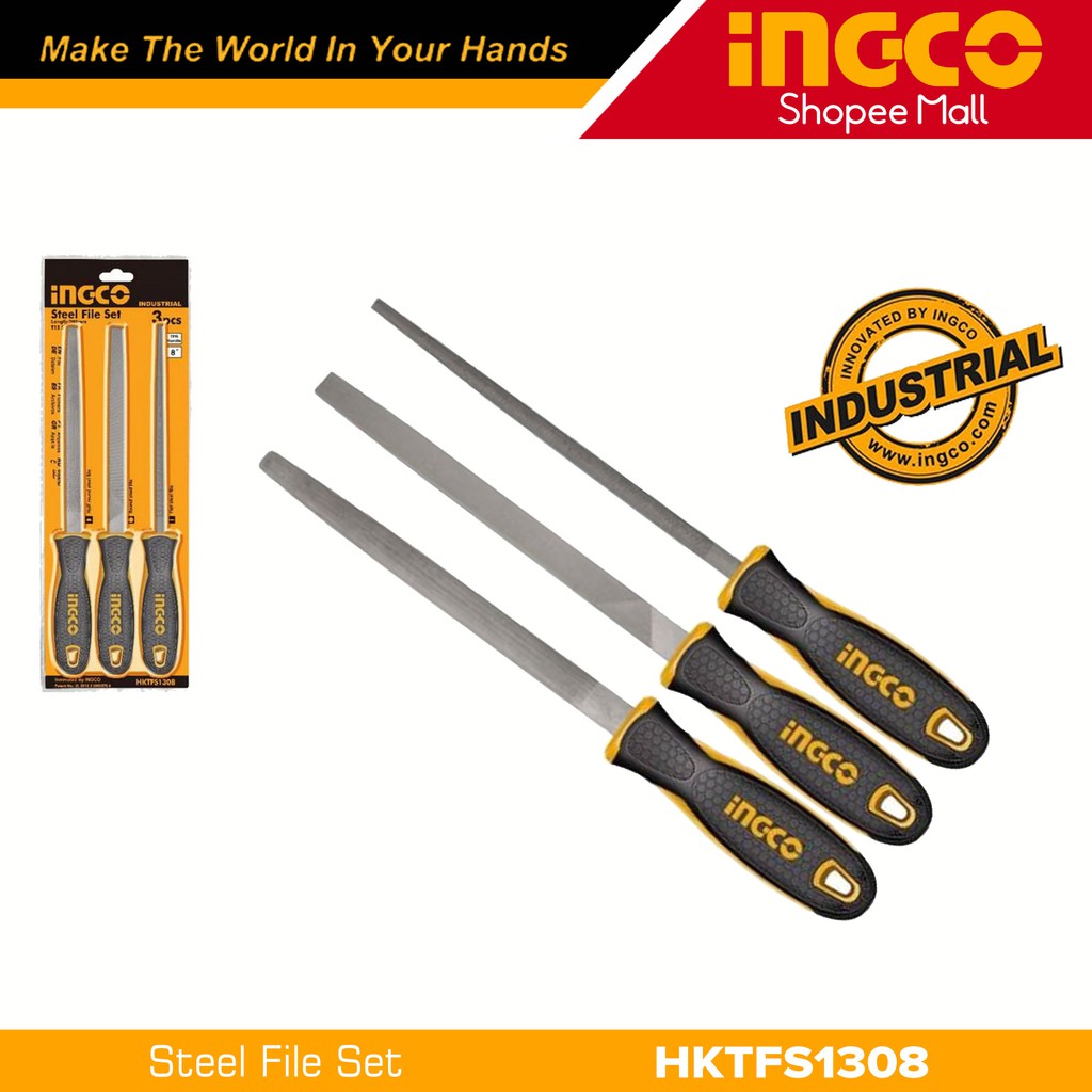 Ingco HKTFS1308 3pcs 8" Industrial Steel File Set T12 Steel _H | Shopee ...