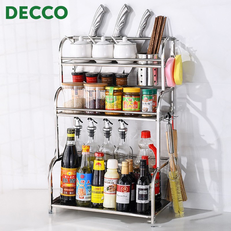 Decco Kitchen Stainless Steel Seasoning Storage 3 Layer Condiment ...