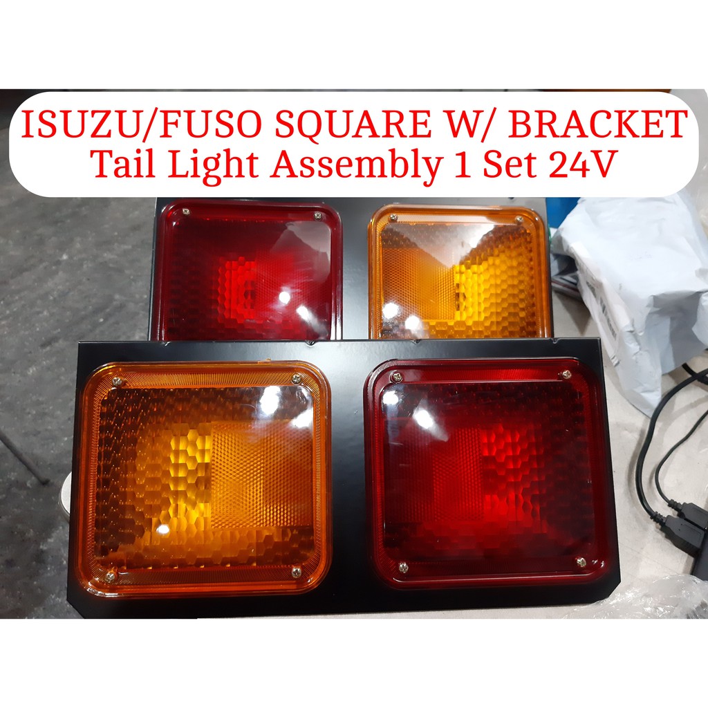 Isuzu/Fuso Tail Light Assembly Set Square Type w/ Bracket 24V (STL-161L ...