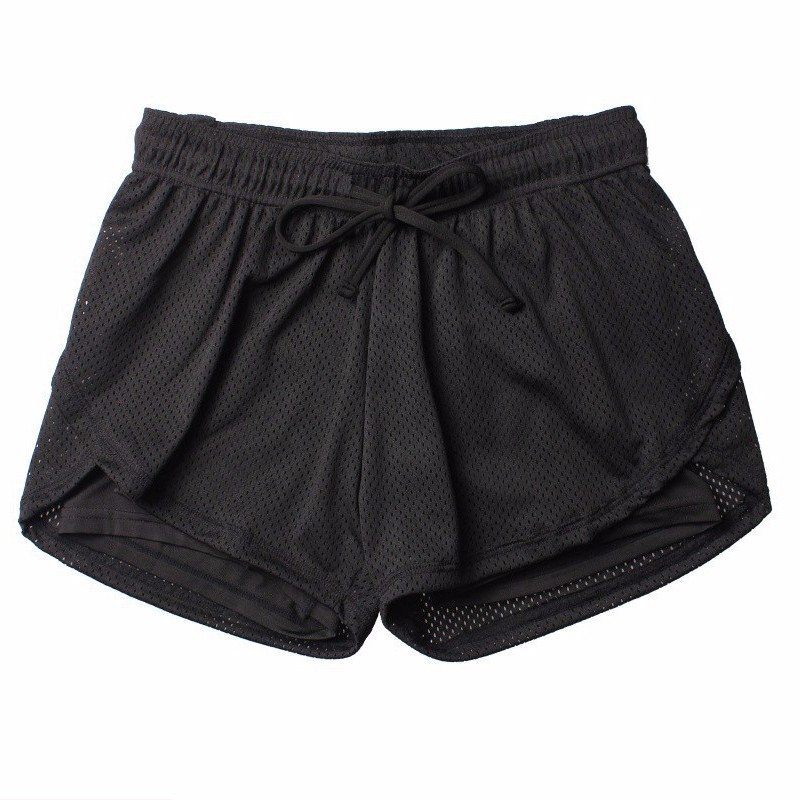 Women Sports Shorts Fake Two Pieces Running Shorts Woman Hollow ...