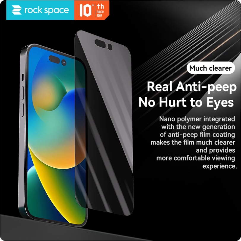 Rock Space Full-Coverage Privacy Tempered Glass Screen Protector For ...