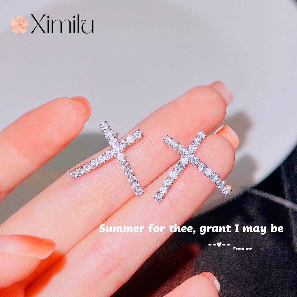 XIMILU X-Shaped Cross Full Diamond Exquisite Small Light Luxury ...