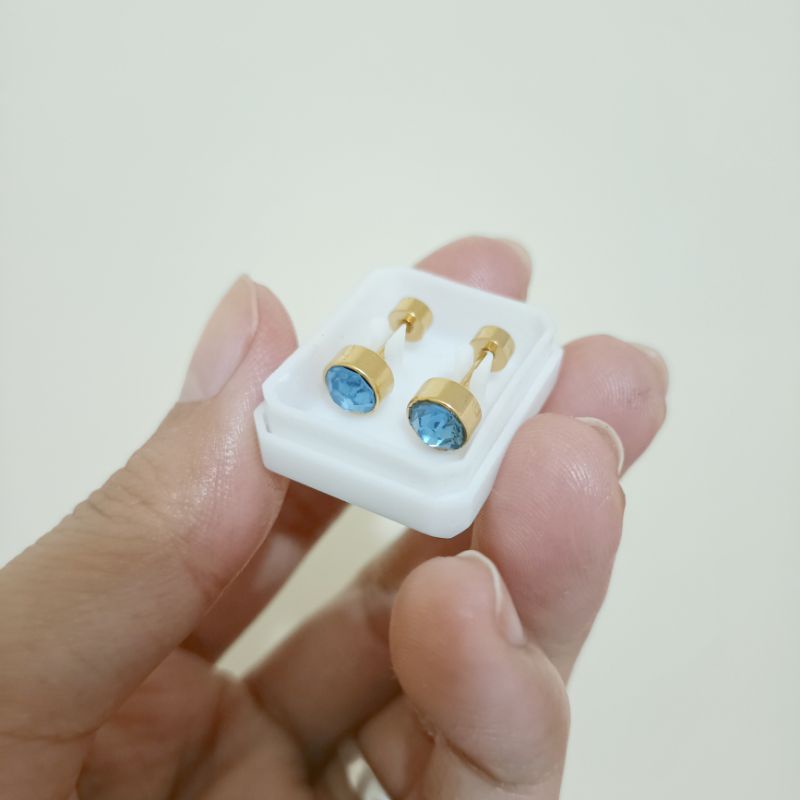 Hypoallergenic De Roscas Earrings Screw Back Birth Stone | Shopee ...