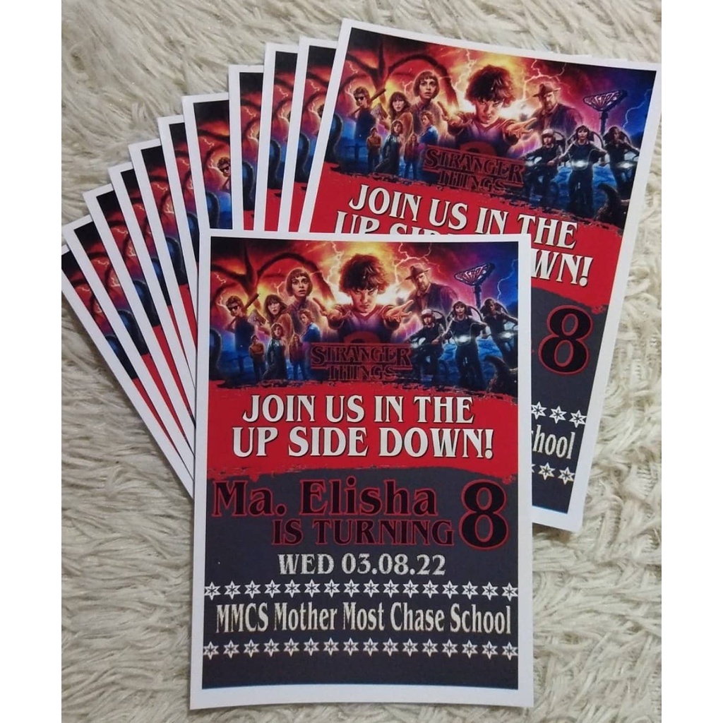 MINIMUM 30PCS STRANGER THINGS PERSONALIZE INVITATION CARDS | Shopee ...