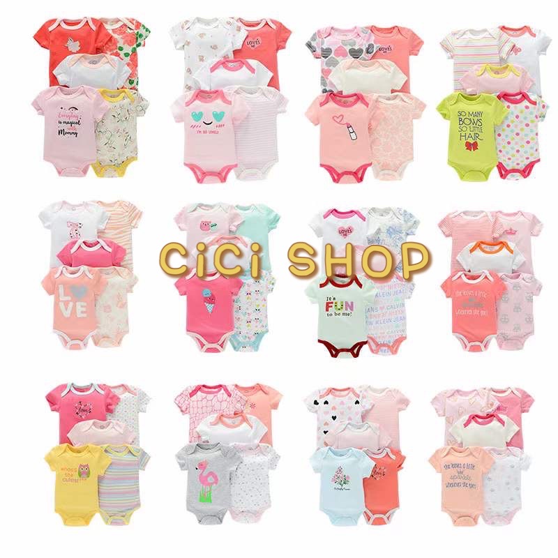 CICI Baby 5pcs Set Cotton Romper Short Sleeve Bodysuits Onesie Boy Girl ...