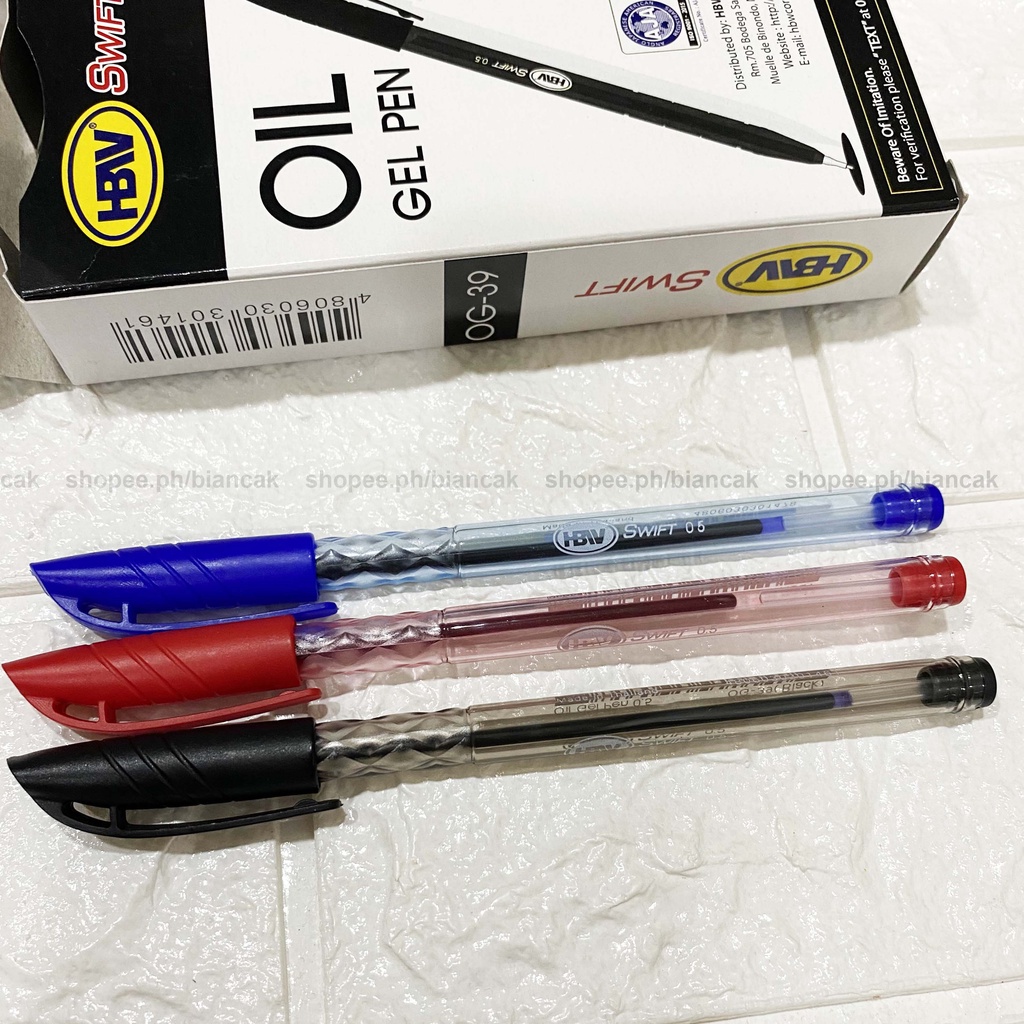 HBW SWIFT 0.5 OIL GEL PEN BLACK BLUE RED PER PIECE (OFFICE SCHOOL ...