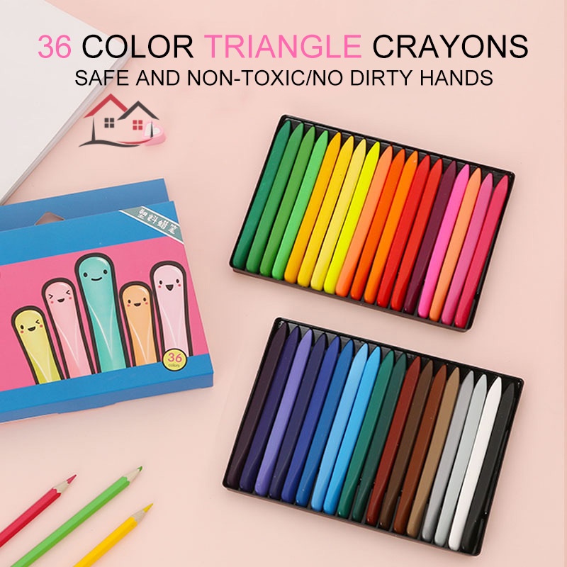 36 Colors Triangular Crayons Triangular Colouring Pencil for Students ...