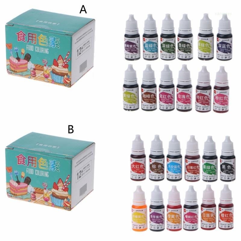 san* 12 Color Natural Ink Food Coloring Cake Pastries Cookies Liquid ...
