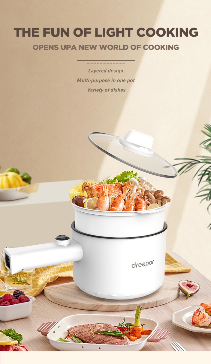 Dreepor Mini Rice Cooker 1.8L Multi-function Cooker Non-Stick Inner Pot ...