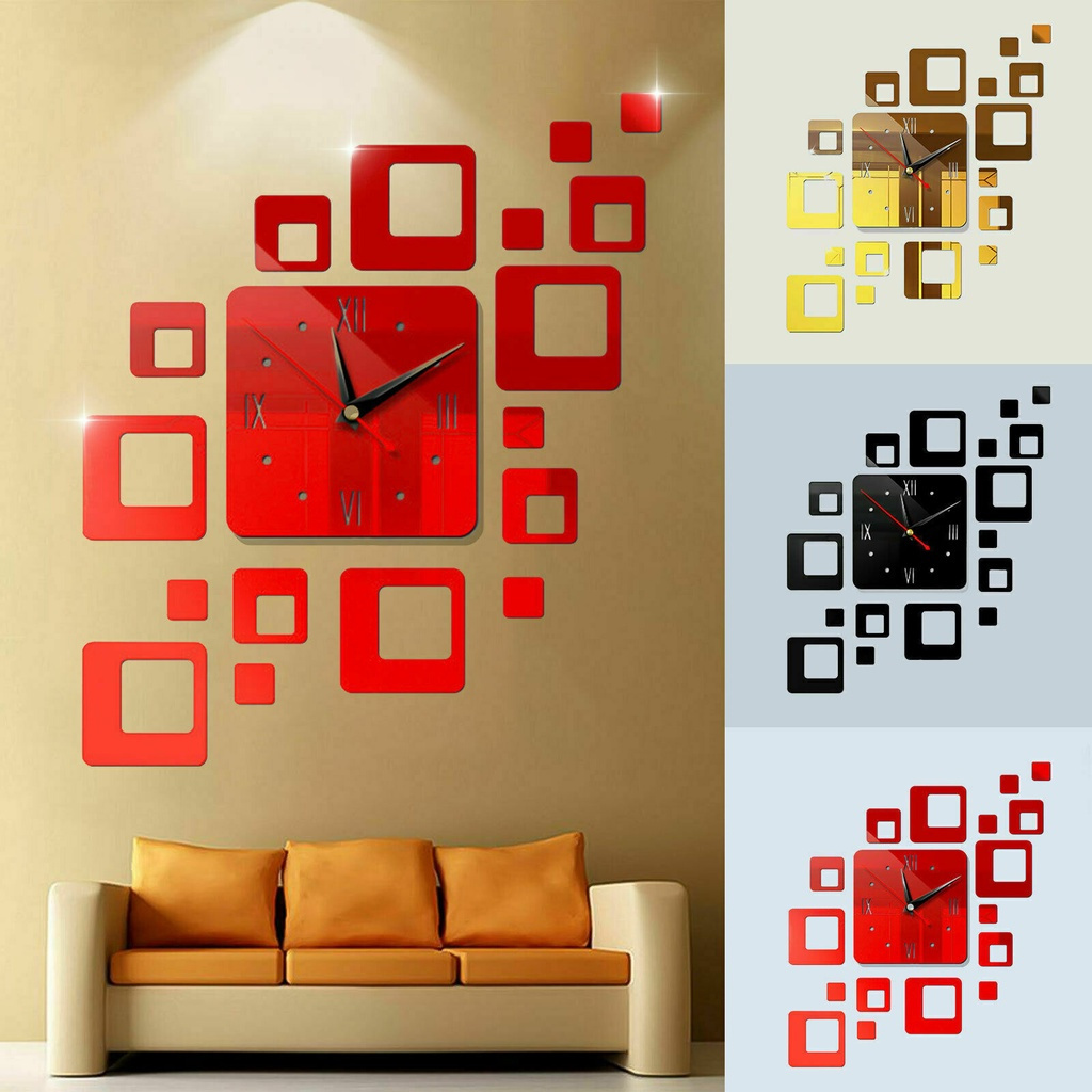 Modern Style DIY 3d Large Wall Clock Stickers Kitchen Clocks Acrylic ...