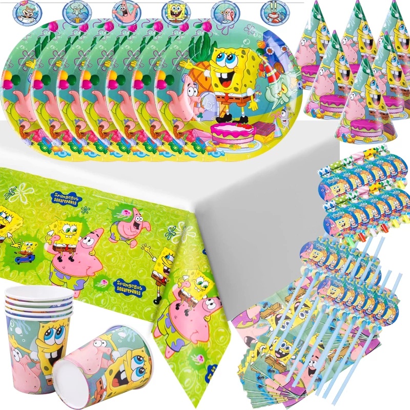 Sponge-Bob Disposable Tableware Birthday Party Decorations Balloons ...