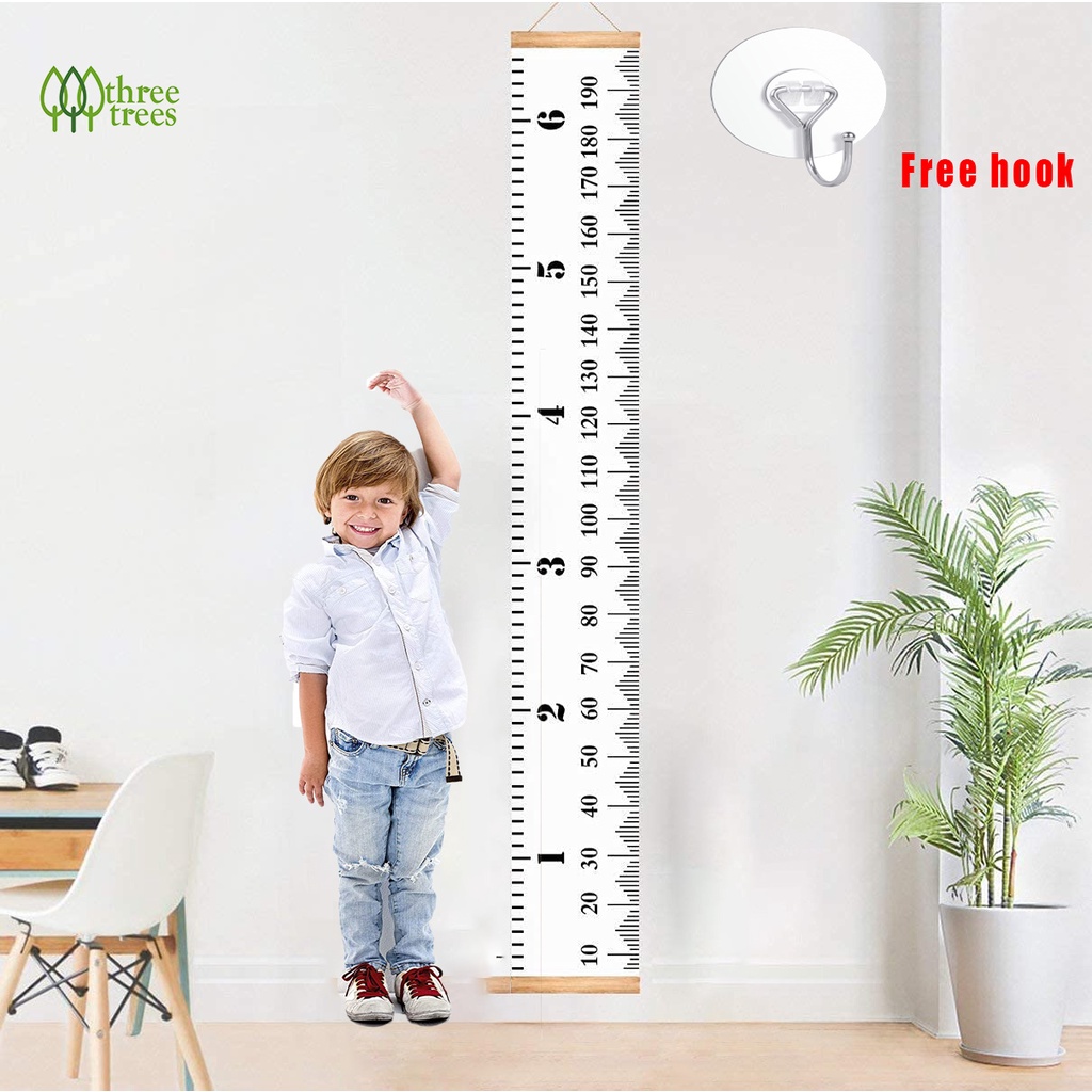 【Free Hook Provided】2MX0.2M Growth Height Chart Handing Ruler For Kids ...