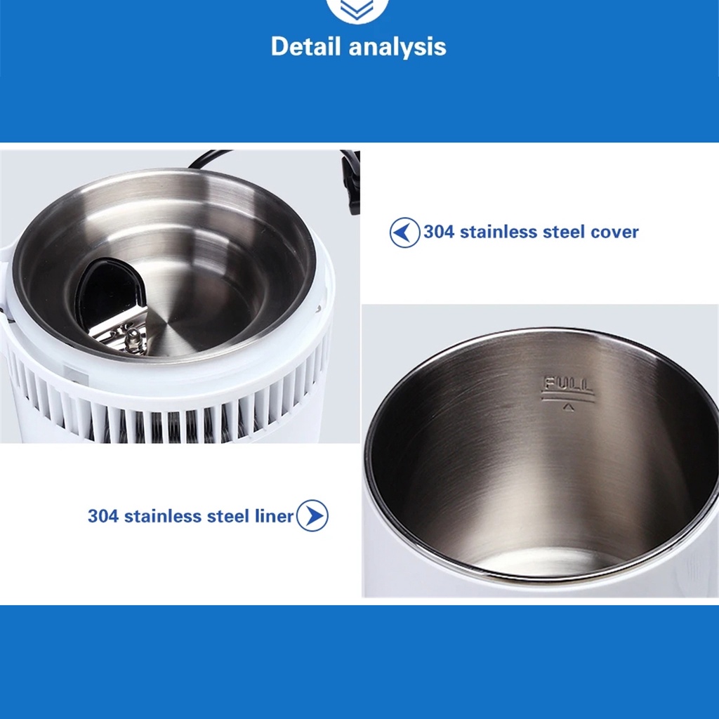 4L Household Pure Water Distiller Water Purifier Container Stainless ...