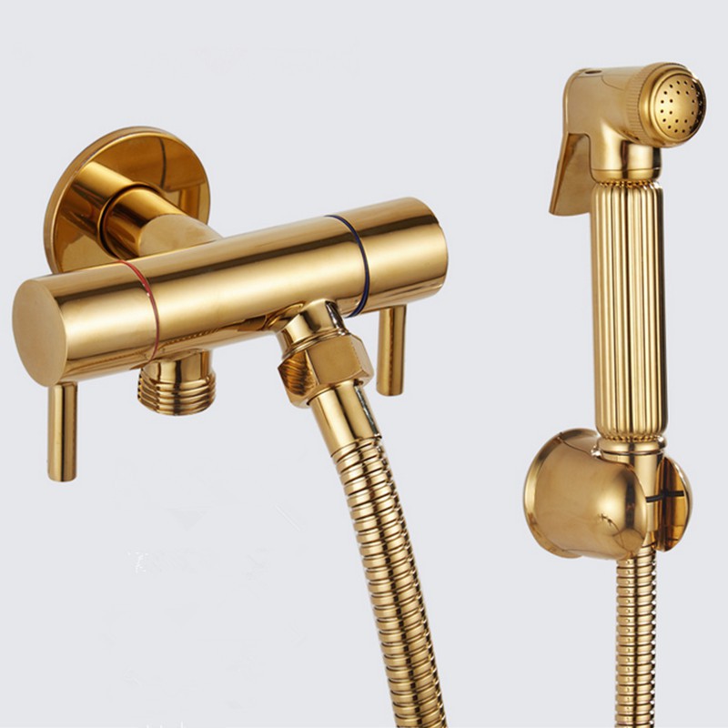 Biggers gold color brass bathroom handheld toilet bidets set with ...
