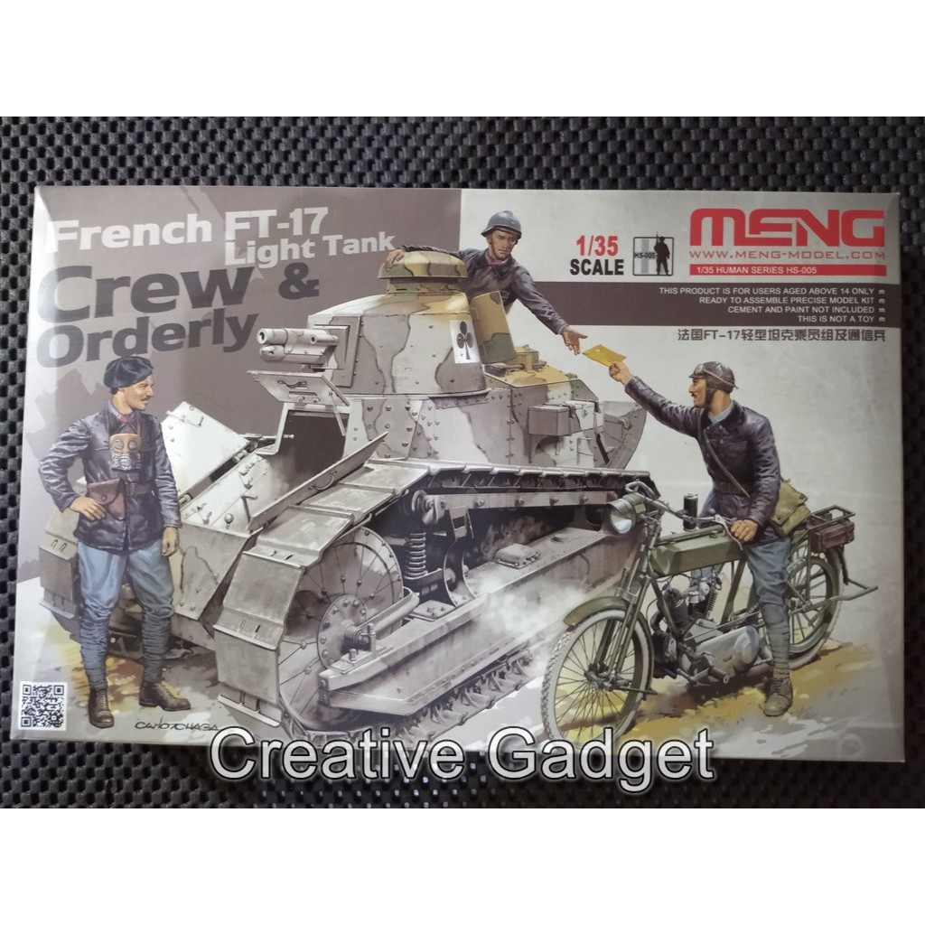 French FT-17 Light Tank Crew & Orderly - 6 Figures + motorized bike ...