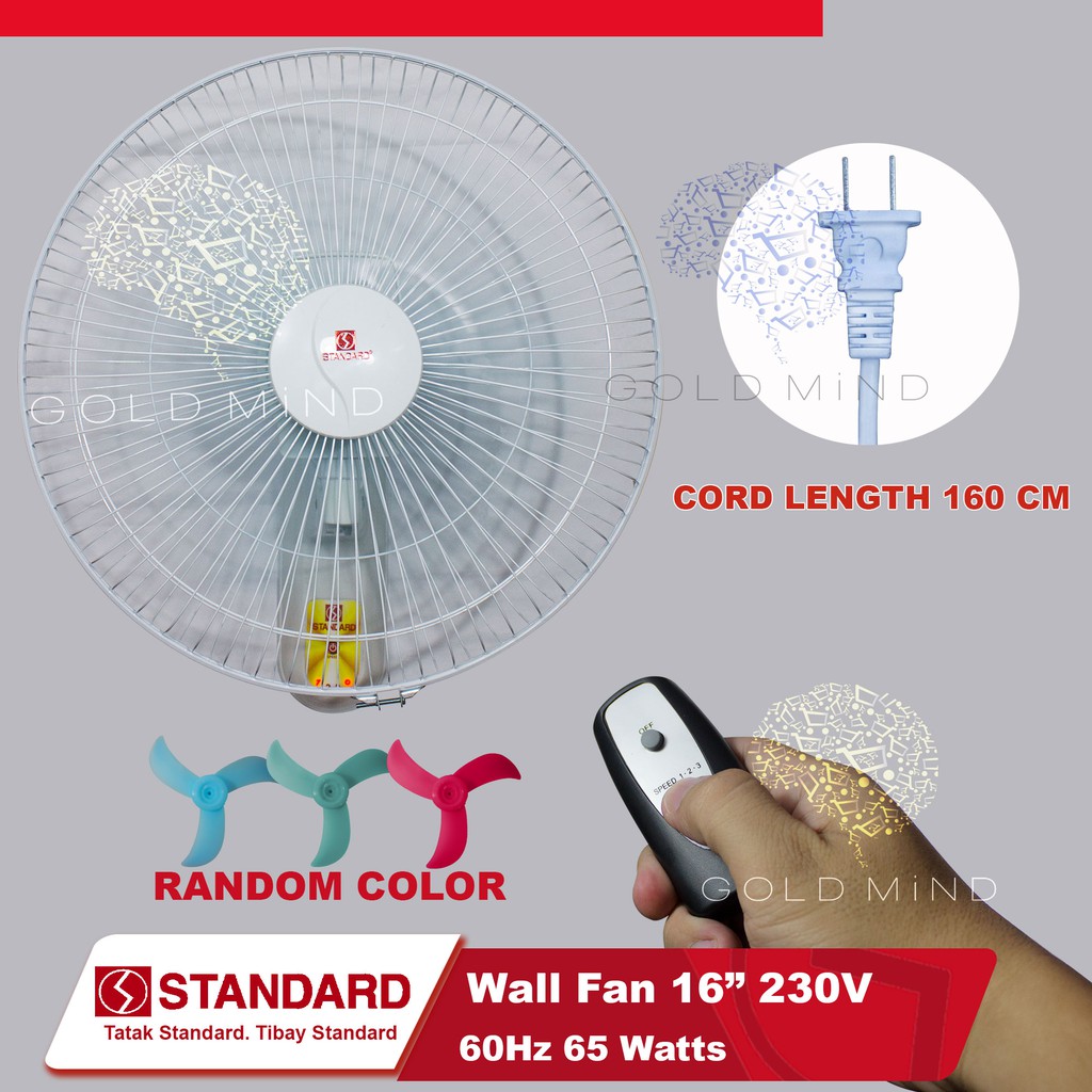 Standard Electric Fan Wall 16" (With Remote Control) Yellow Elephant ...