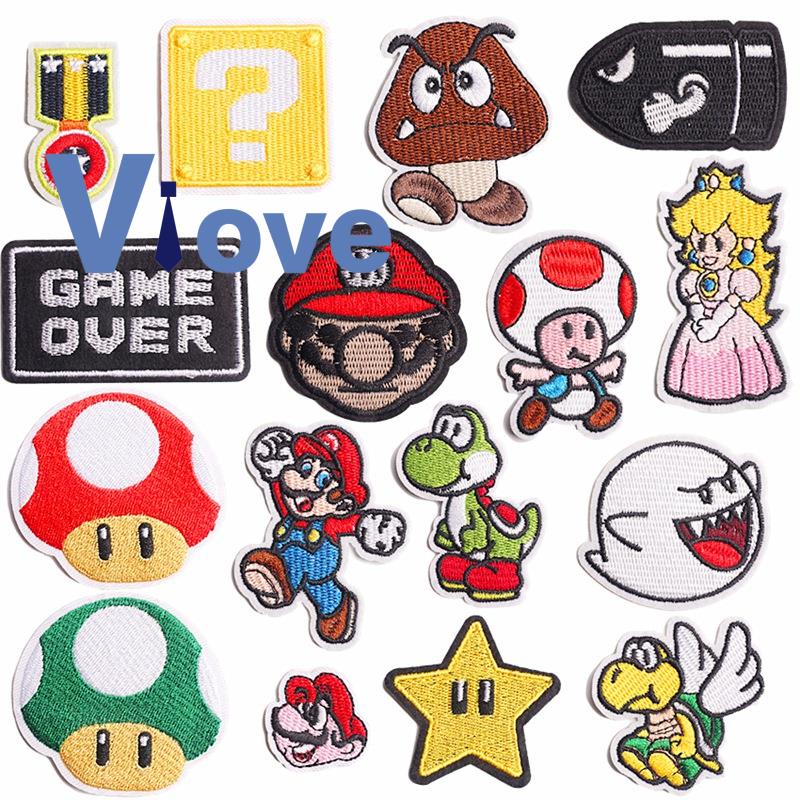 Cartoon Mario Patch Cute Child Applique Embroidered Patches Appliques ...