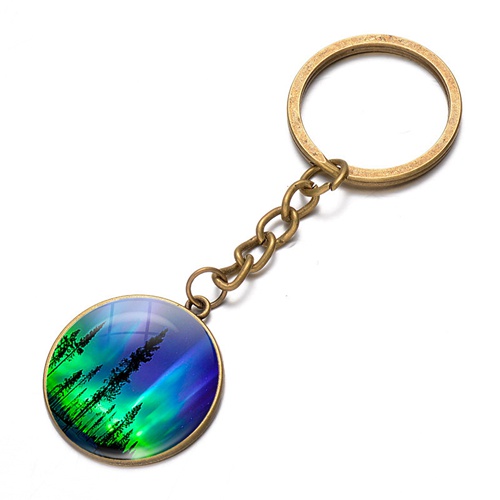 Northern Lights Charm Keychain Green Natural Aurora Borealis Life Tree ...