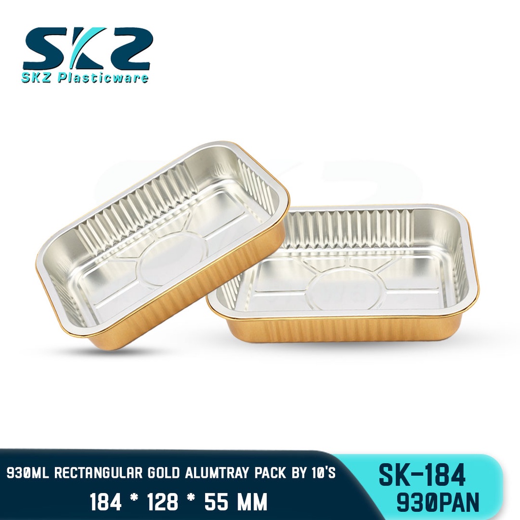 SKZ W/Lid RECTANGULAR GOLD ALUMINUM TRAY [SK-184 930ml] ENVIRONMENTAL ...